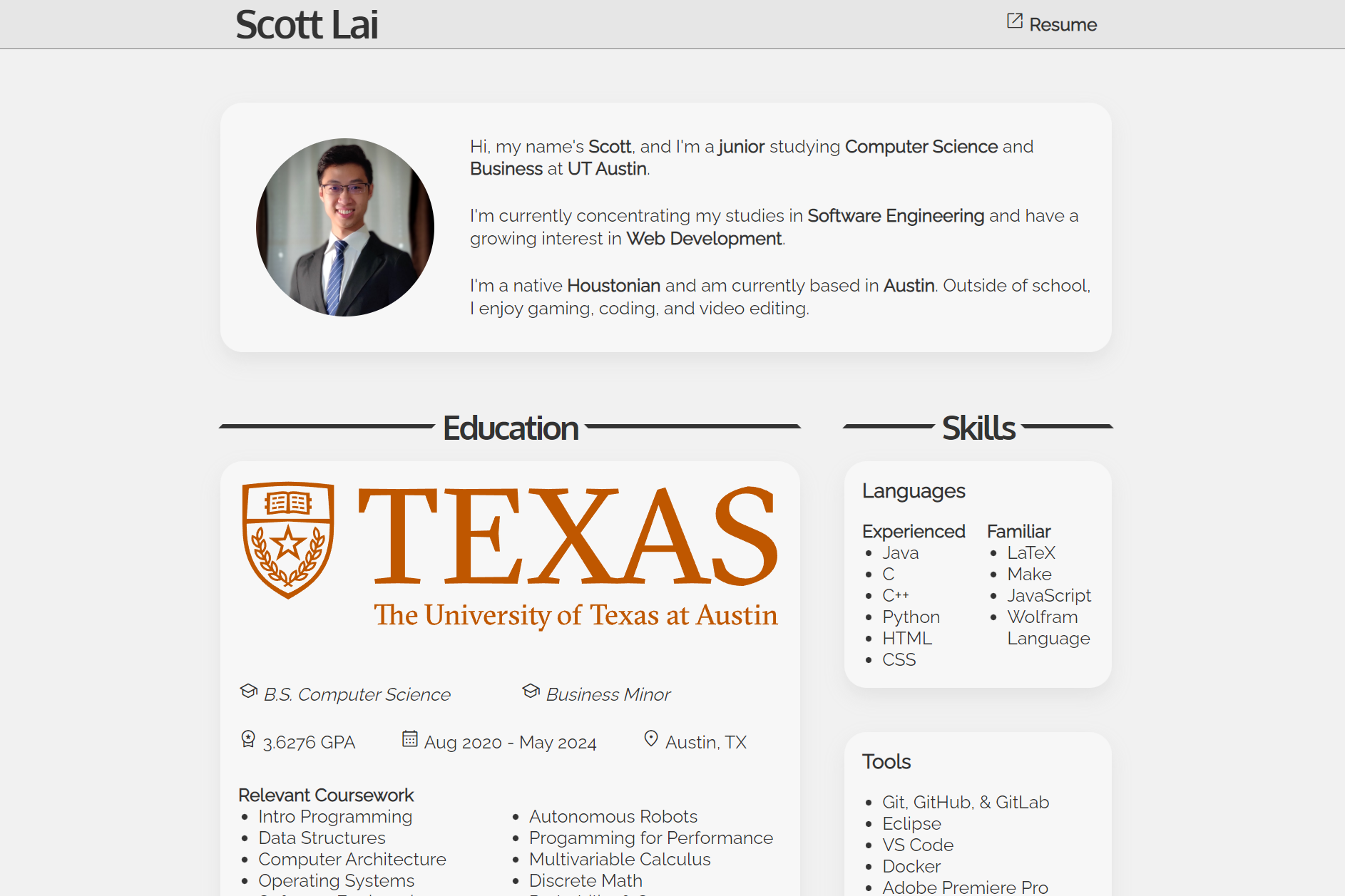 GitHub - scottwlai/Personal-Website: A static website mirroring my ...