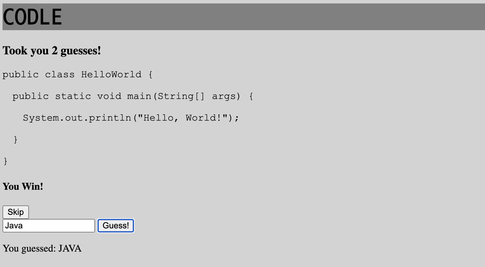 GitHub - holdencasey7/Codle: Codle is a basic code-guessing game that ...