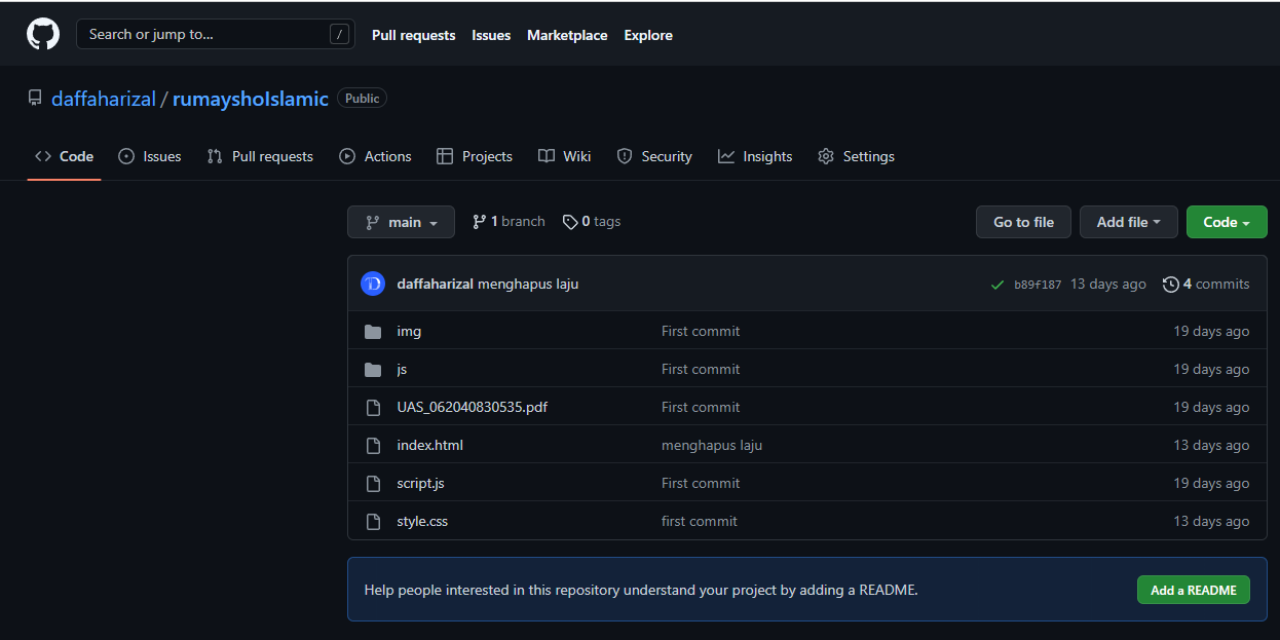 GitHub - daffaharizal/rumayshoIslamic