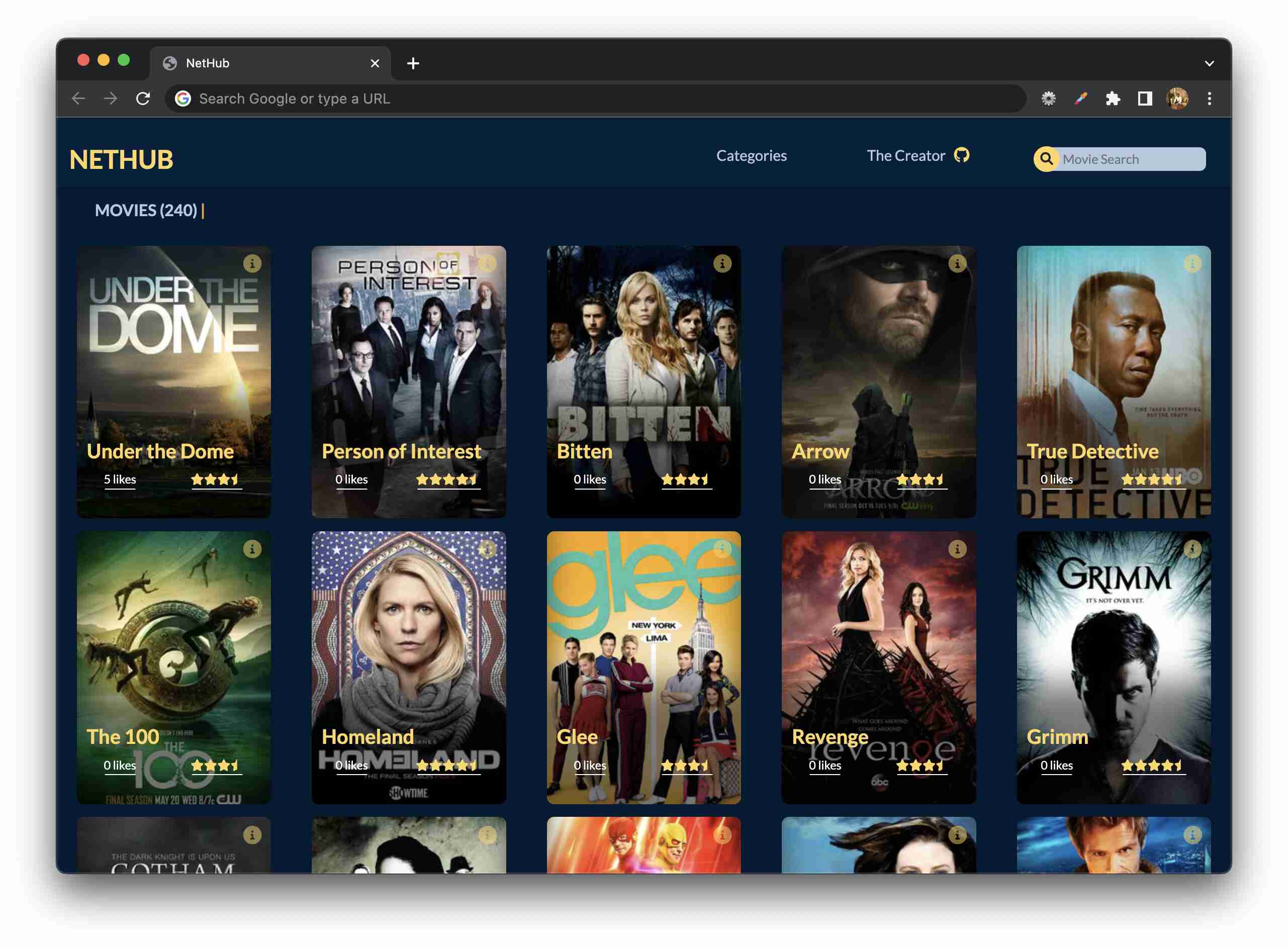 GitHub - okoyecharles/Nethub: A Movie WebApp that extracts information from an external API ...