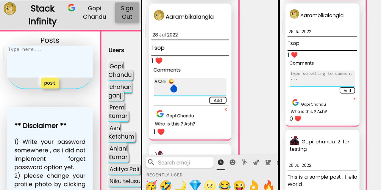 GitHub - gopi-chandu/stack-infinity: a social media app for fun