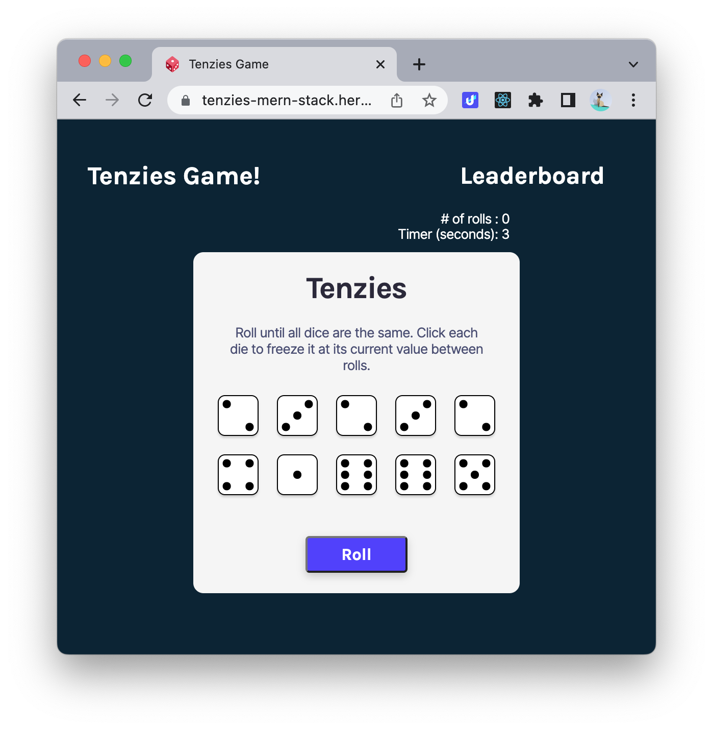 GitHub - limanup/tenzies: Tenzies game built with MERN stack