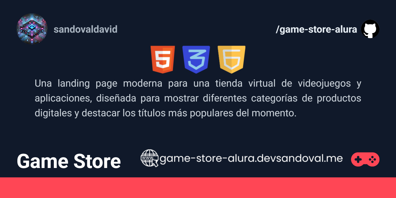 GitHub - sandovaldavid/game-store-alura: Una landing page moderna para una tienda virtual de ...