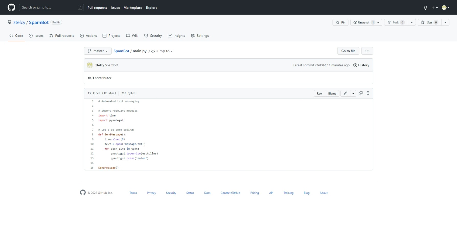 GitHub - ztelcy/SpamBot: Spam Robot