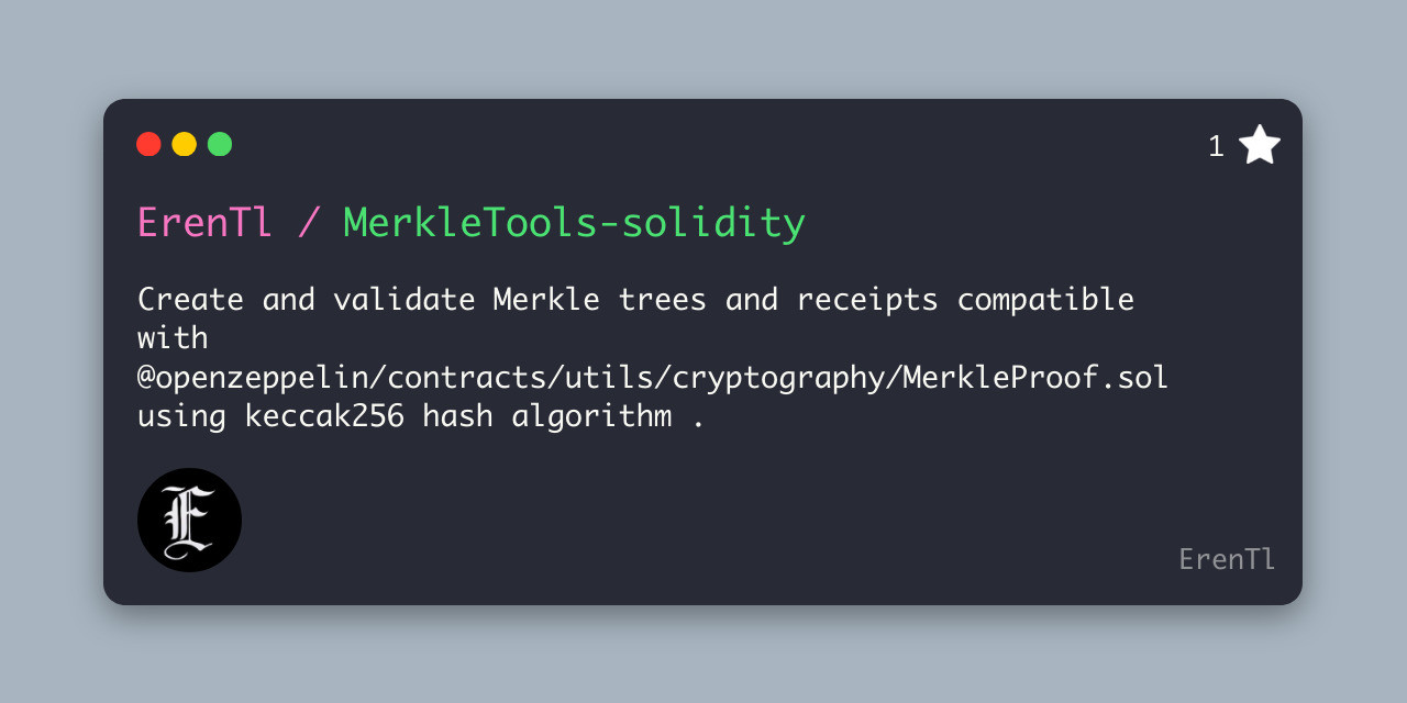 GitHub - ErenTl/MerkleTools-solidity: Create and validate Merkle trees and receipts compatible ...