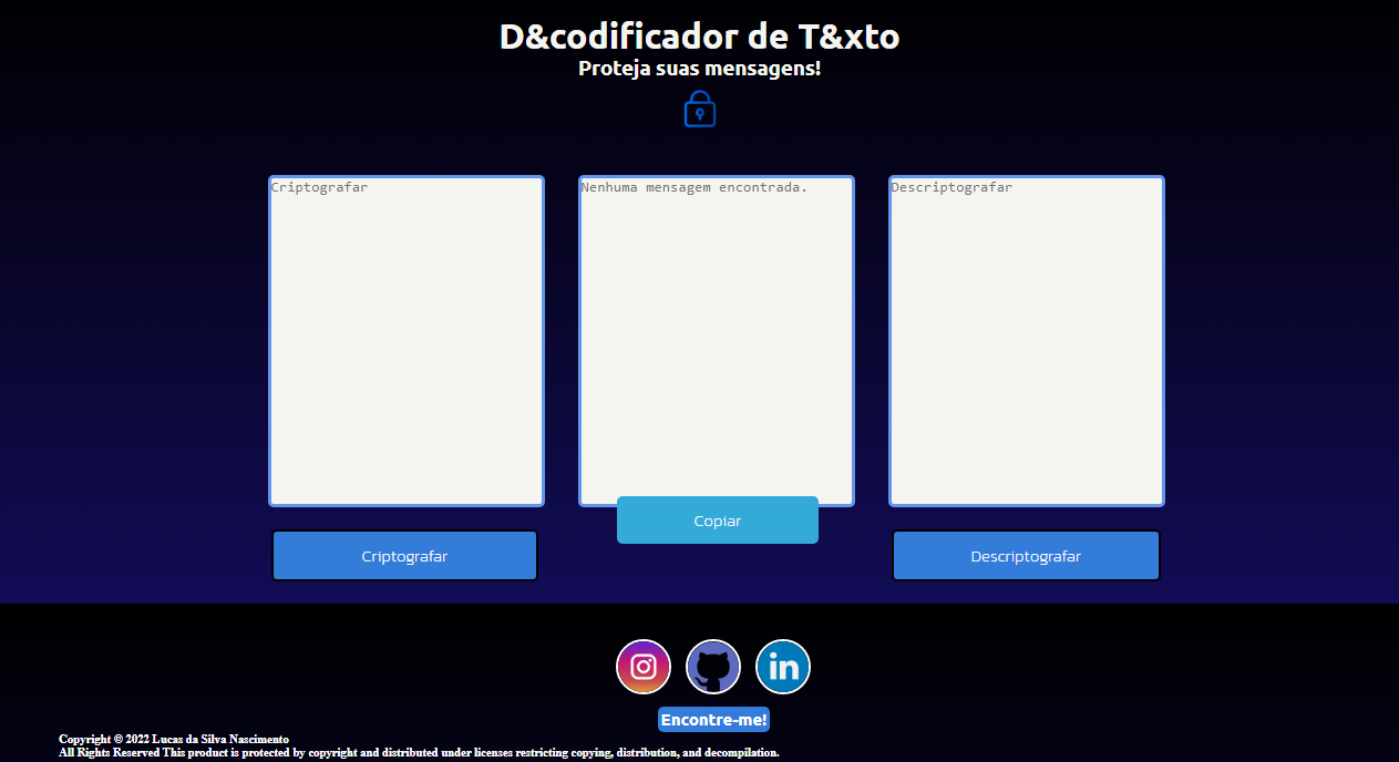 GitHub - LucaLSN/Decodificador-de-Texto: Trata-se de um projeto do curso #OneEducation da Oracle ...