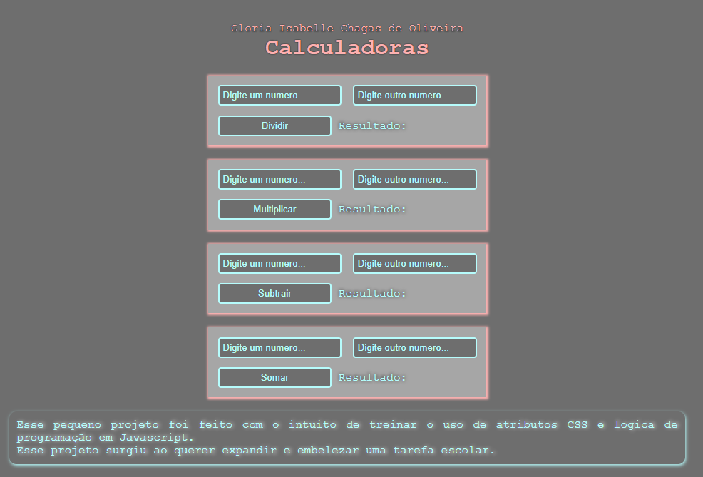 GitHub - Bella989/Calculadoras: Esse pequeno projeto foi feito com o ...