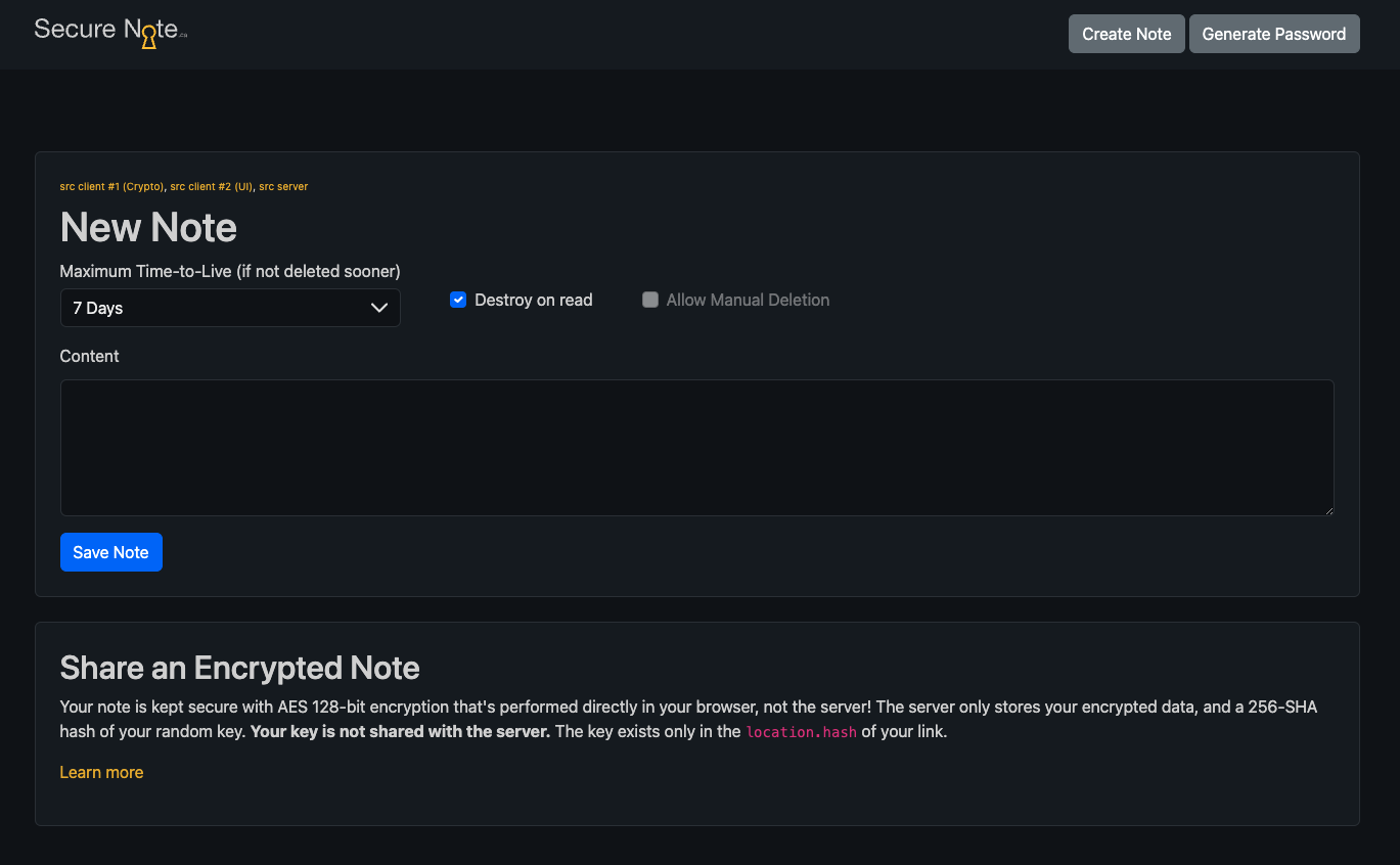 securenote/src/Controller/NoteController.php at main · AllocatedSpace/securenote · GitHub