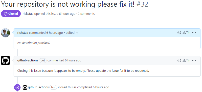 GitHub - rickstaa/empty-issues-closer-action: GitHub action that ... GitHub - rickstaa/empty-issues-closer-action: GitHub action that ...
