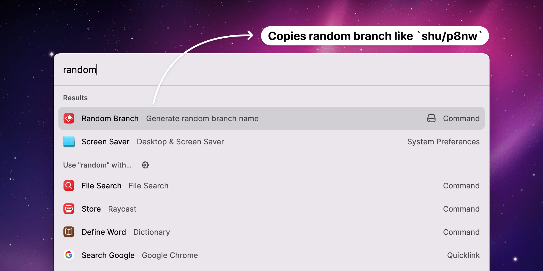 Github Shudingrandom Branch A Raycast Plugin To Generate Random Git Branch Names