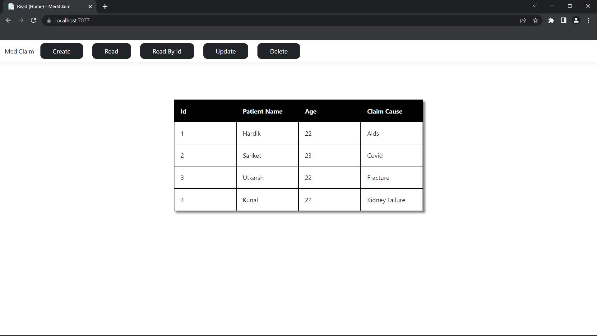GitHub - gorvk/MediClaim-CRUD: Medical Claim Management app in ASP.NET and .NET Core Web API to ...
