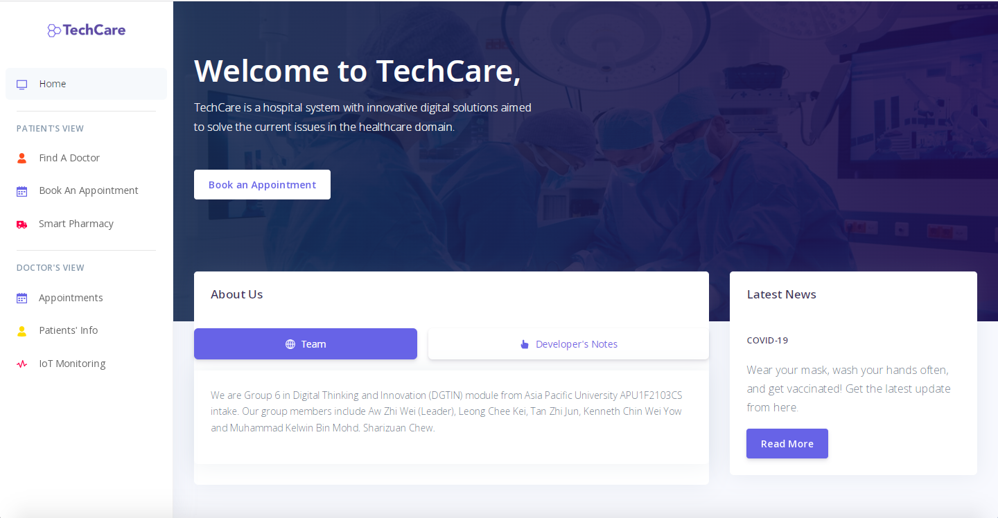 GitHub - Kenneth-Chin/Tech-Care: Hospital System with Innovative Digital Solutions developed ...