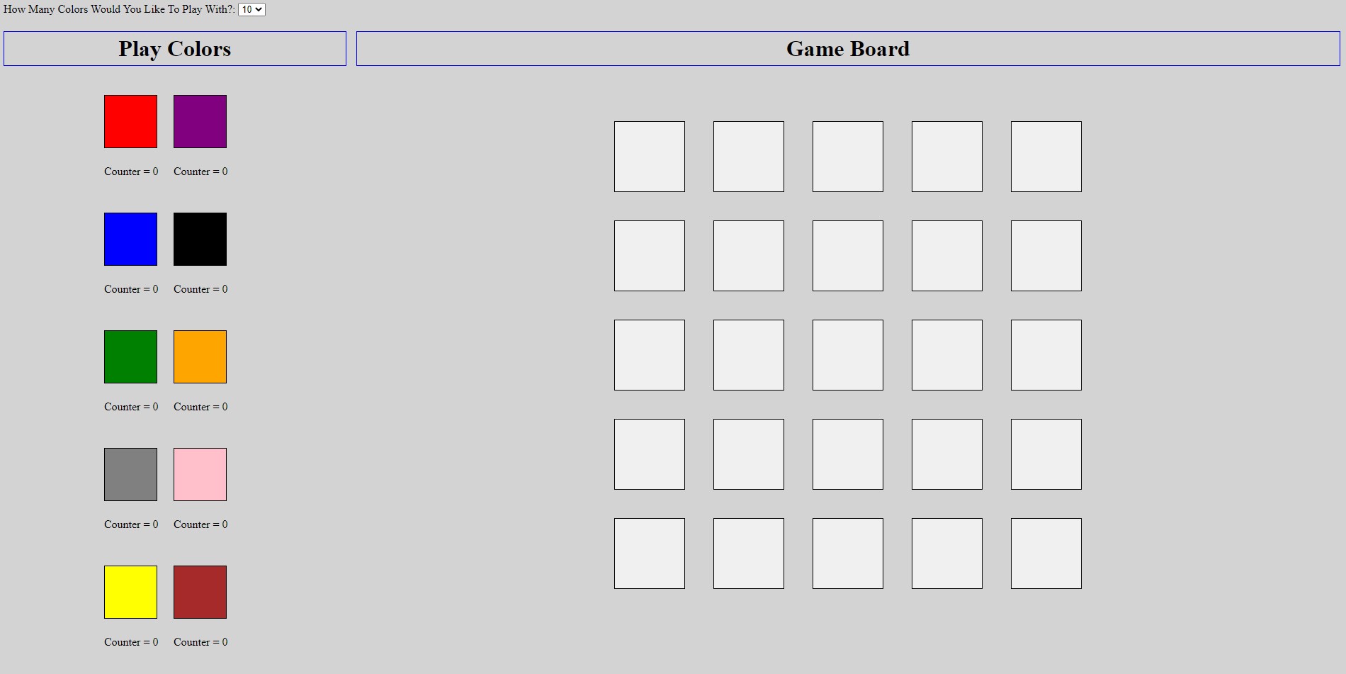 GitHub - rmchale42/Playcolors: Color changing game created for an ...