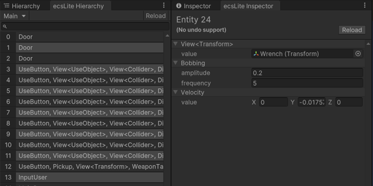 GitHub - nomnomab/EcsLiteDebugger: Provides a hierarchy and inspector window to view world ...