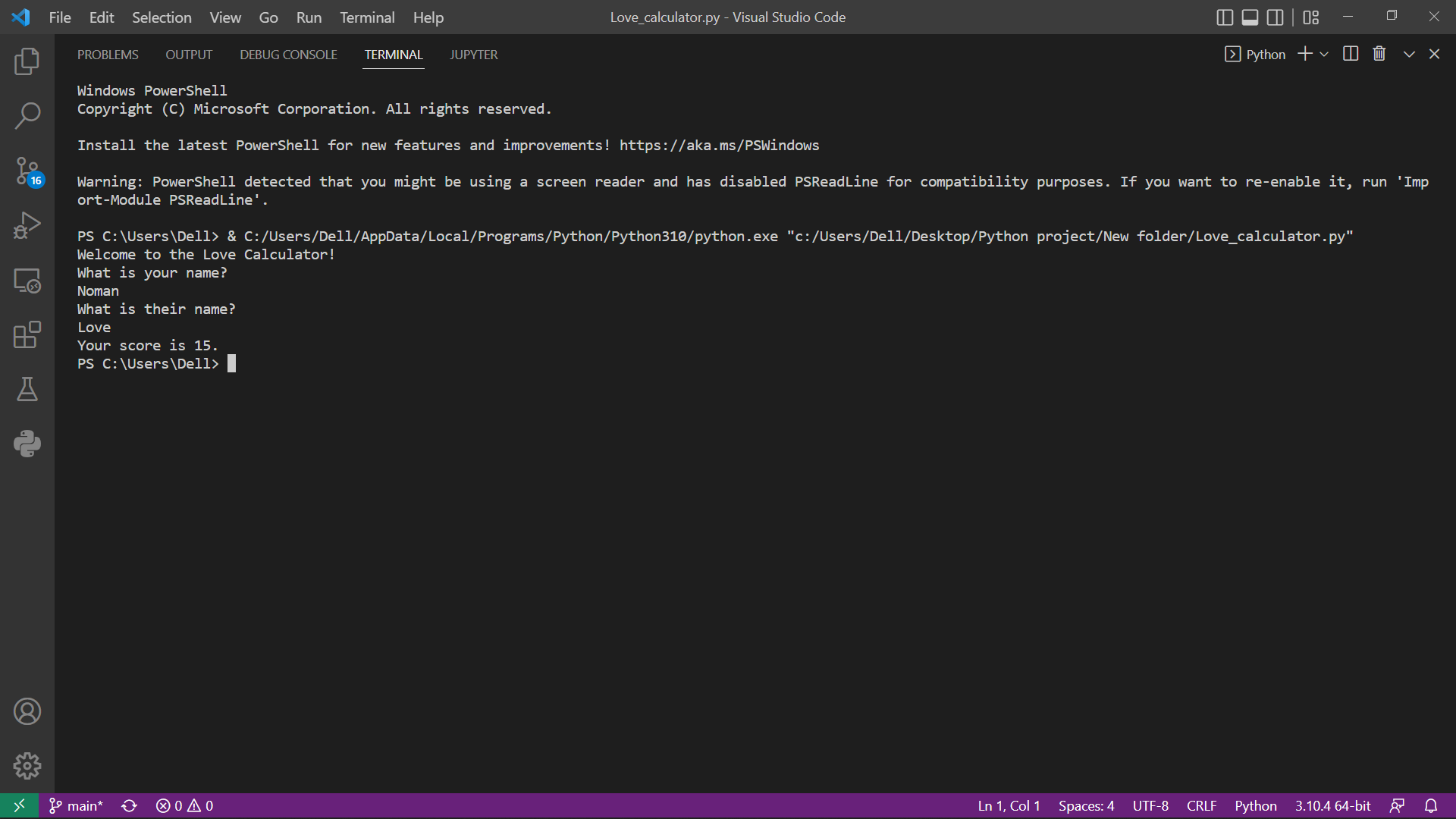 GitHub - noman8540/Love_calculator: This is love calculator game, it is ...