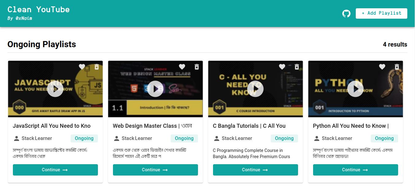 GitHub - 0xNaim/clean-youtube: Clean YouTube is a platform designed for ...