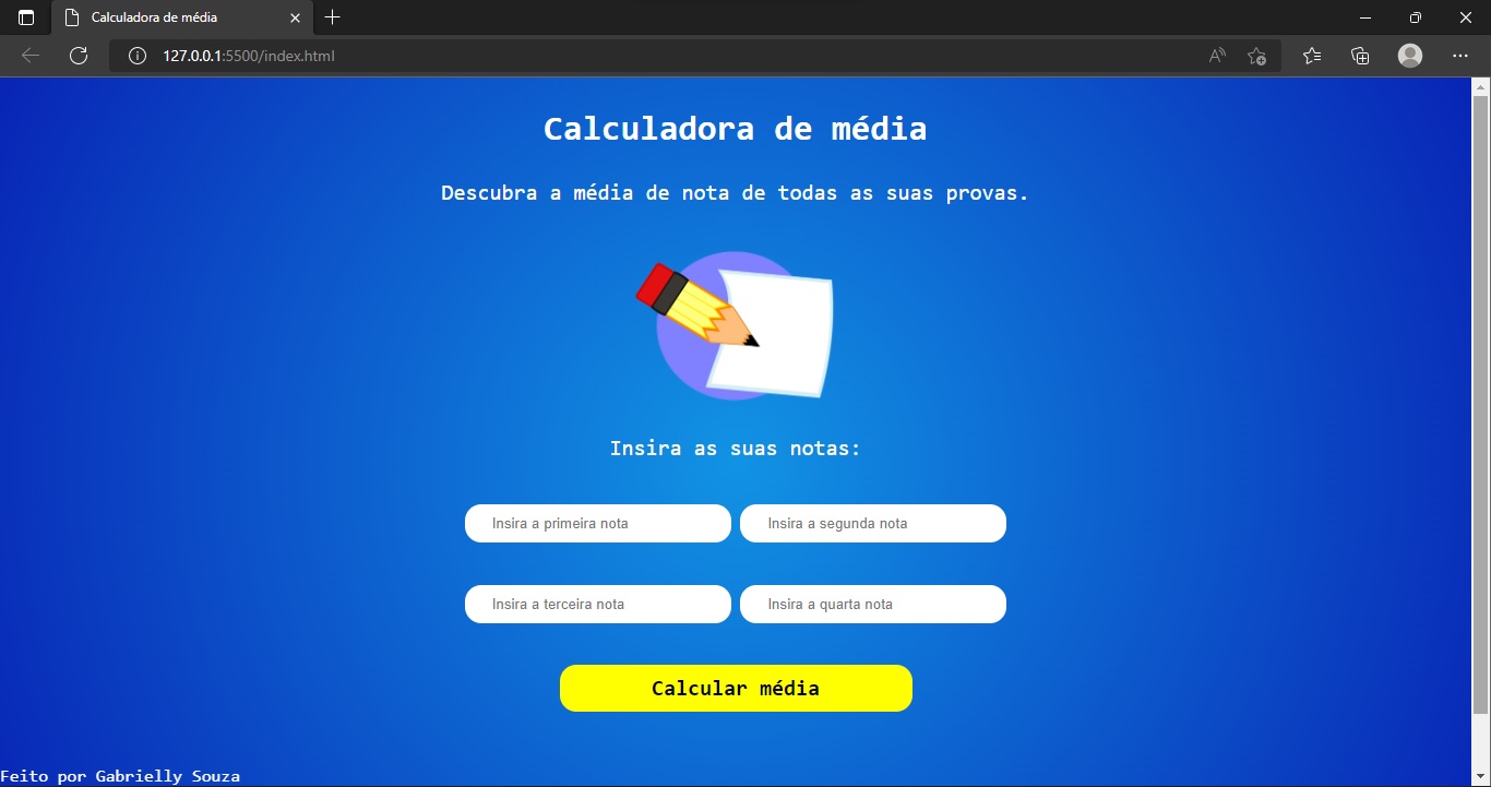 Github Gabrielly Souza Calculadora De Media Projeto Usando Html Css E Js Para Calcular A