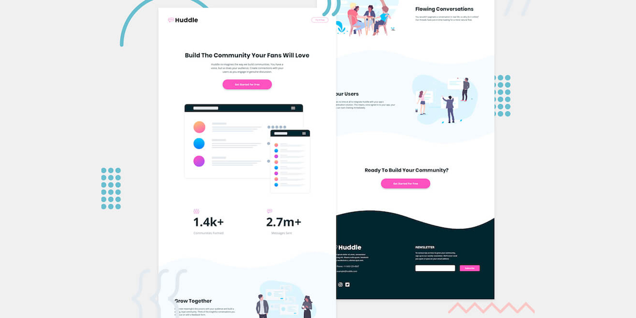 Github Cheosphere Huddle Landing Page With Curved Sections Master