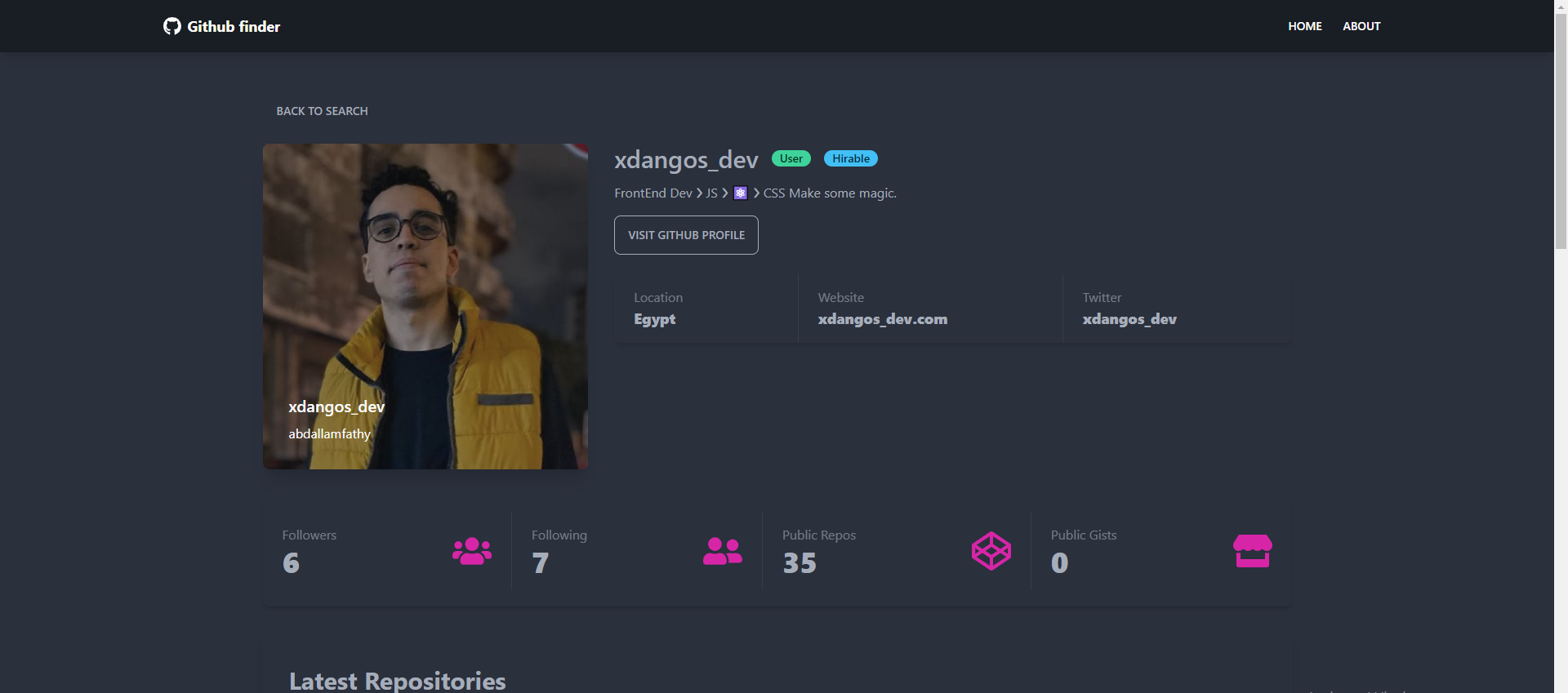 GitHub - abdallamfathy/github-finder: Github finder is an web application where you can search ...