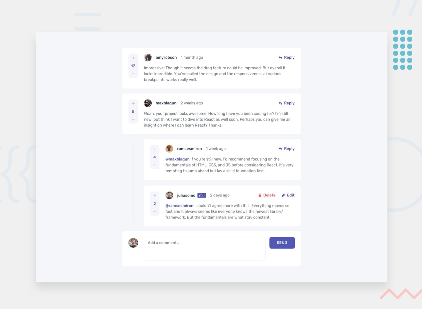 GitHub - tobisitu/interactive-comments-section-main