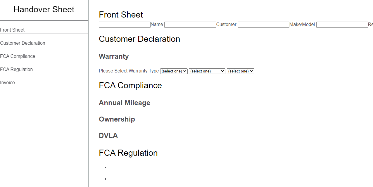 GitHub - JRackhamDev/Handover-Sheet: Paperless handover sheet for used car dealerships