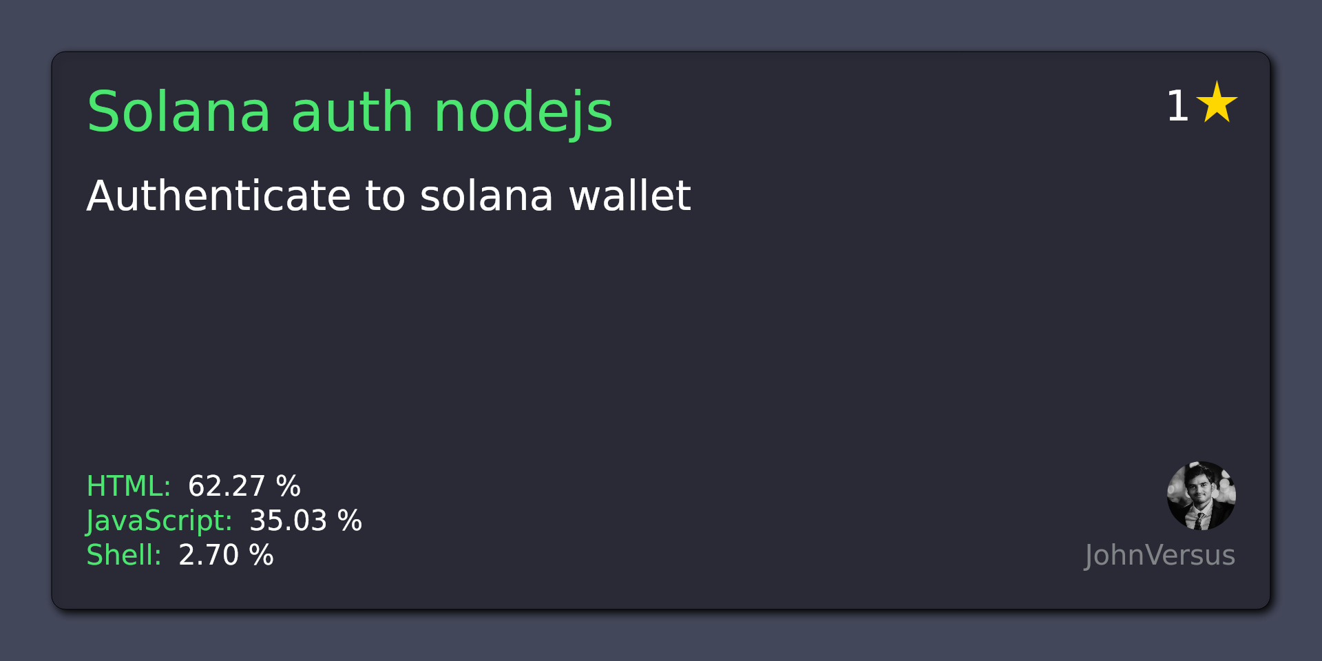 GitHub - JohnVersus/solana_auth_nodejs: Authenticate to solana wallet GitHub - JohnVersus/solana_auth_nodejs: Authenticate to solana wallet