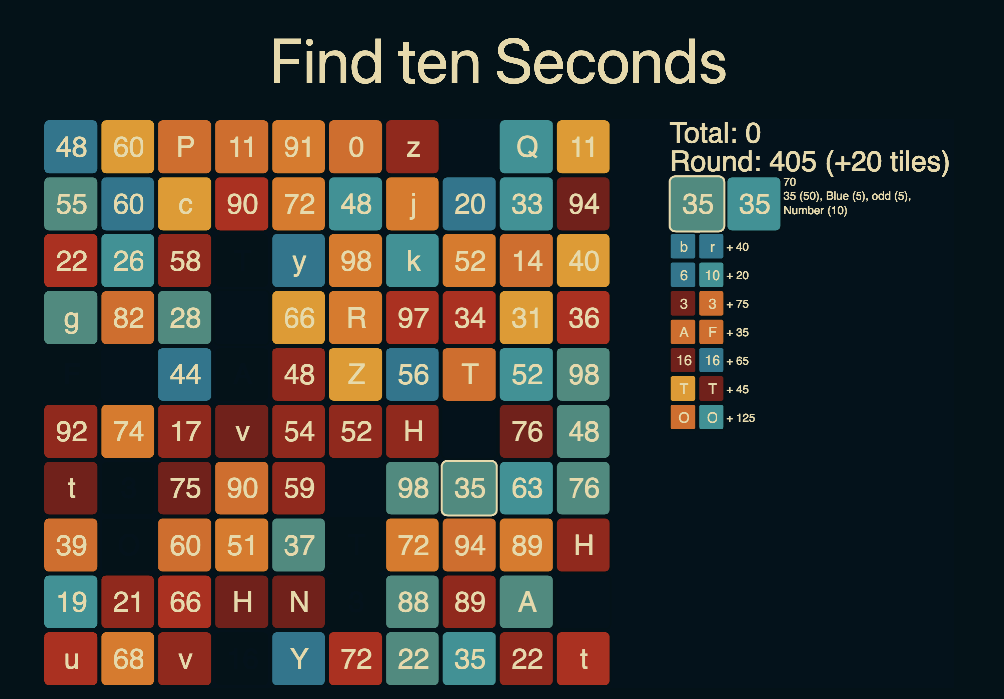 GitHub - dhmmasson/Find-Ten-Seconds: "Find Ten Seconds" is a fast-paced tile-matching game where ...