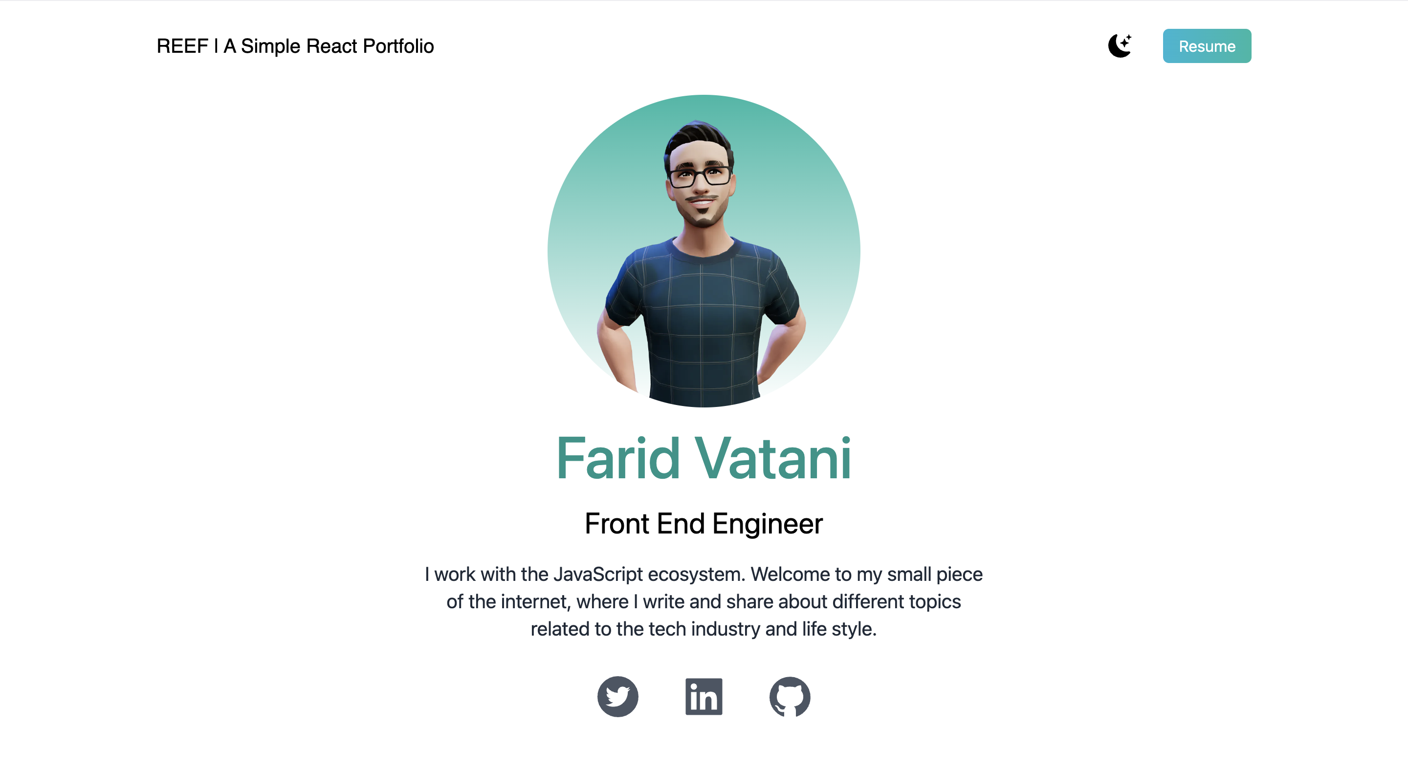 GitHub - faridvatani/reef: Reef - A Simple React Portfolio Website With Tailwind