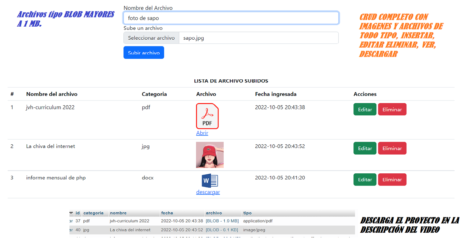 GitHub - jvh-tutoriales/crud-con--archivos: Crud completo(editar,eliminar,ver,insertar) con ...