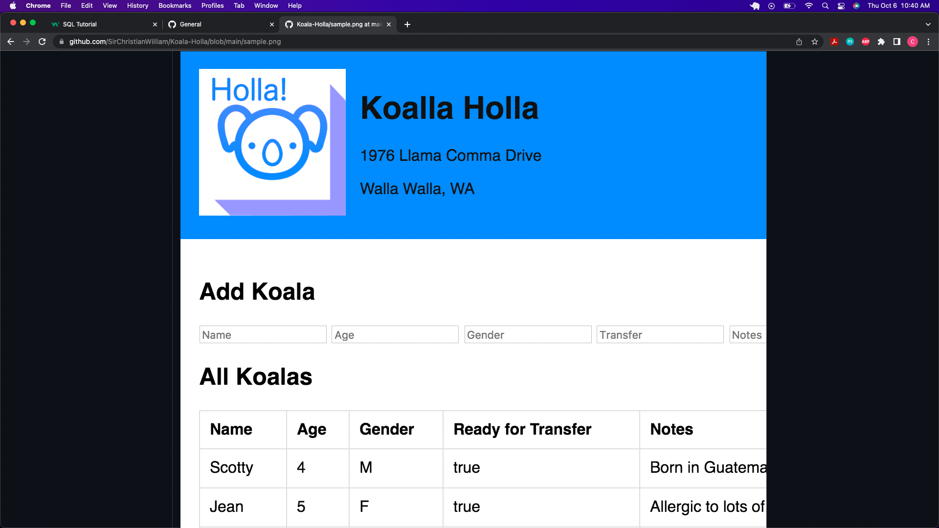 GitHub - SirChristianWilliam/Koala-Holla: Astrid,Daniel,Chris, week 8 ...