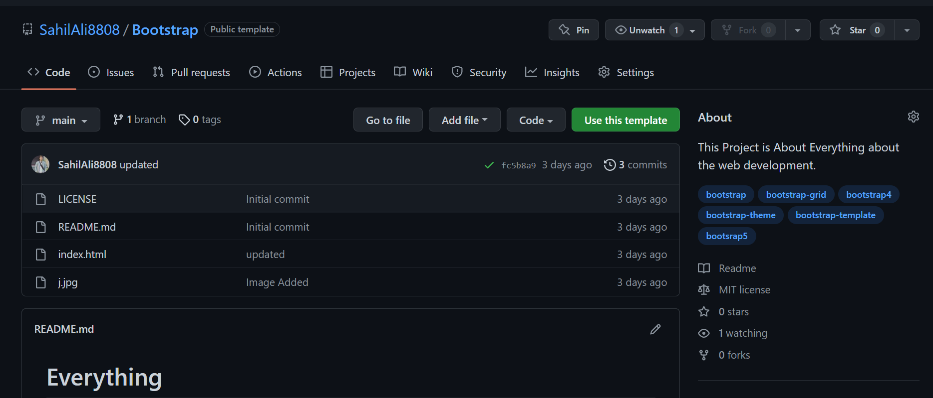 Bootstrap Template · Github Topics · Github