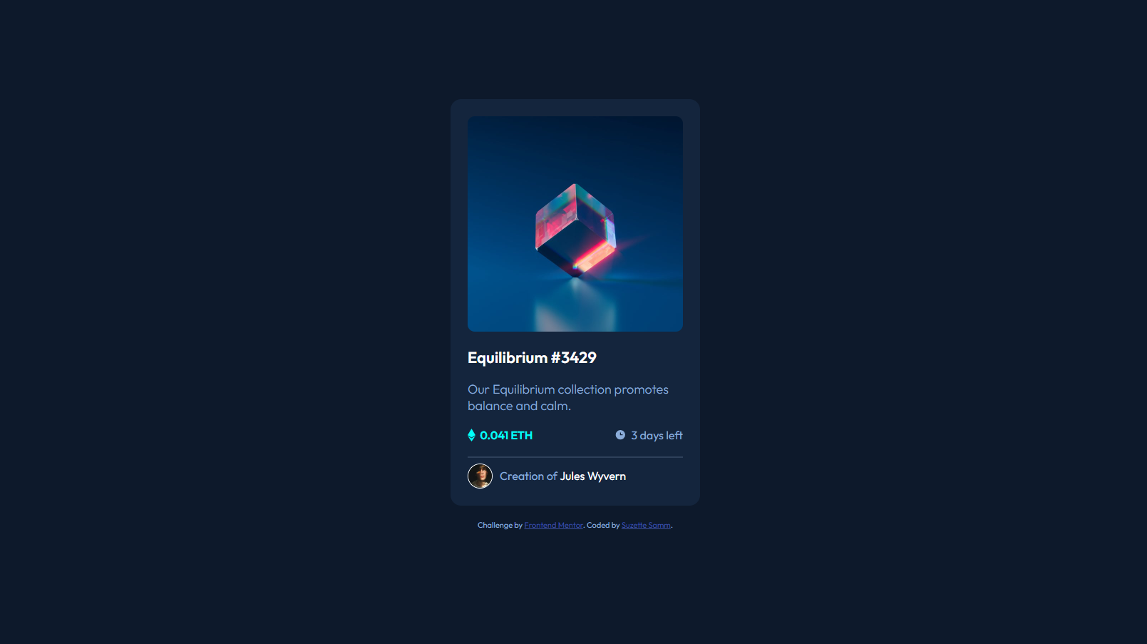Github Suzettesa Fem Nft Preview Project Front End Mentor Nft Preview Project