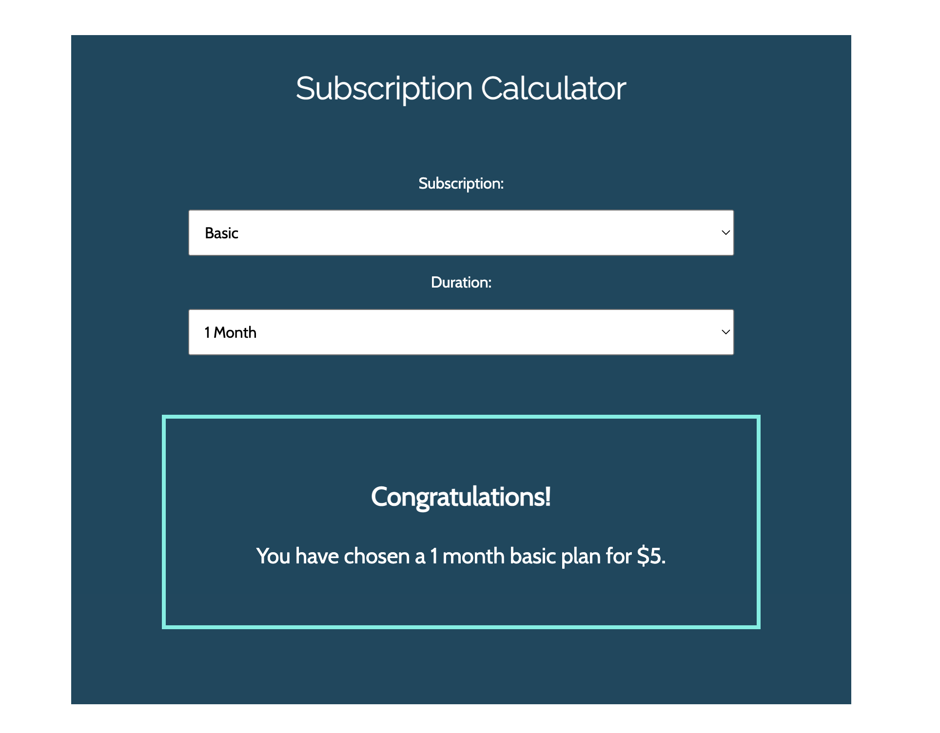 GitHub - kiersten-c/subscription-calculator: User can pick a subscription type/length and see ...