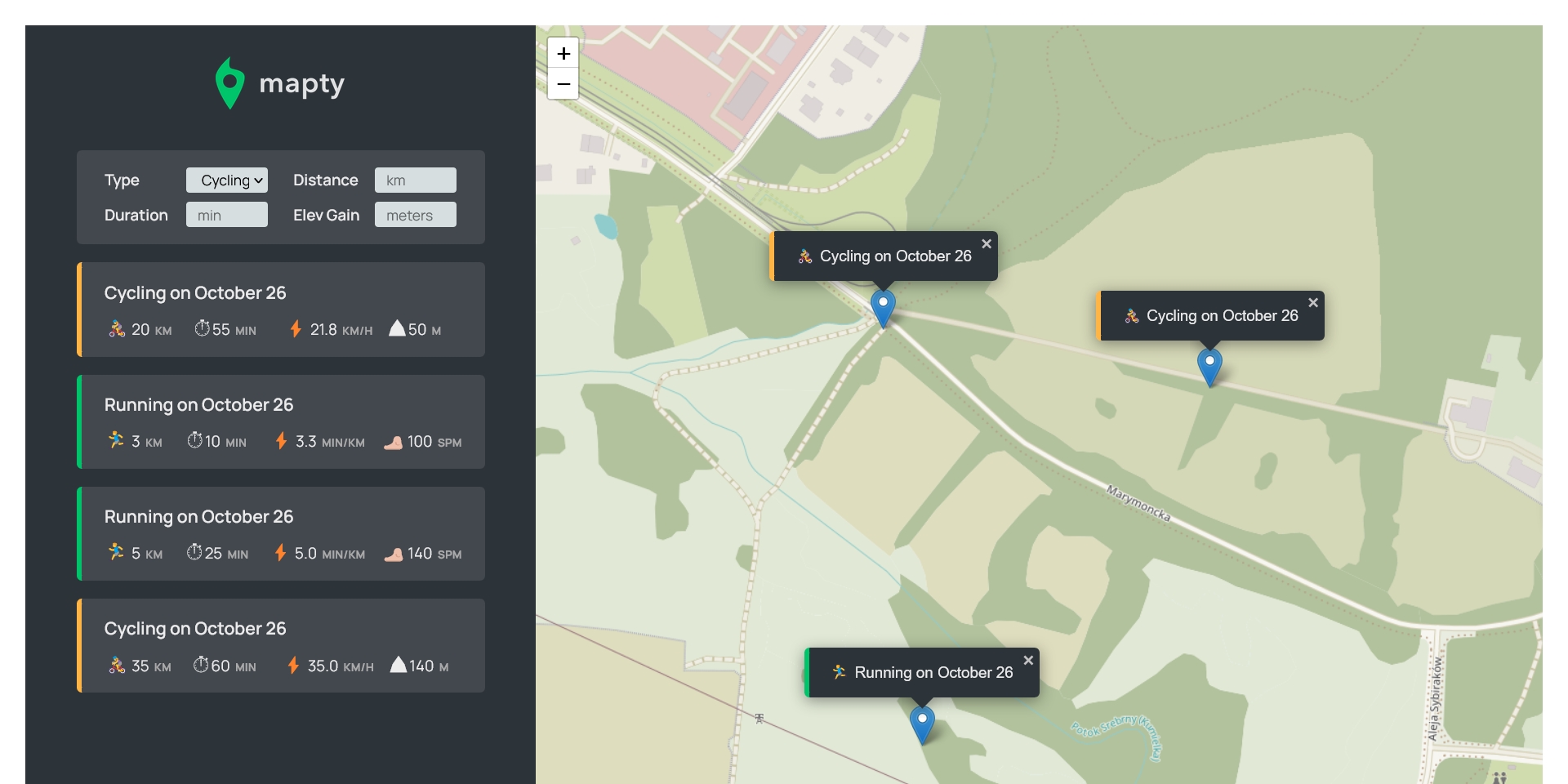 GitHub - saitamason/mapty: Running and cycling workout tracker with a map.