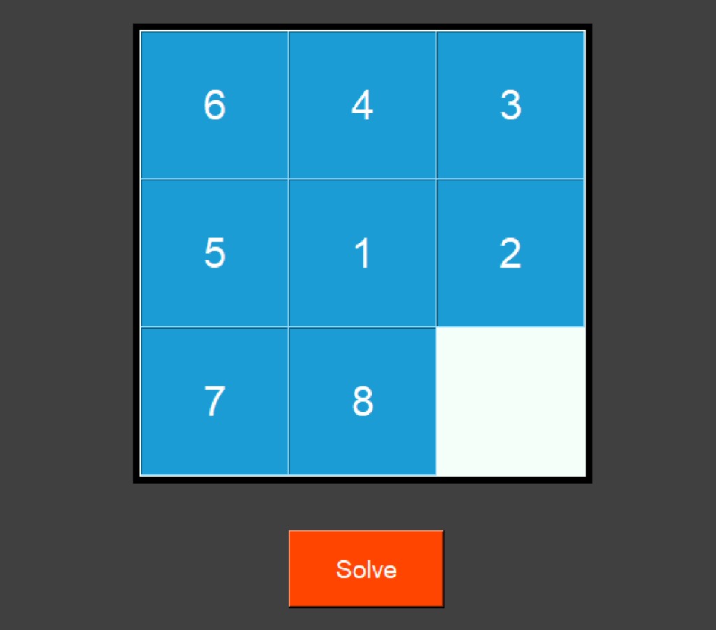 GitHub - mohamedmoataz-oacc/8-Puzzle_Solver: An AI agent that solves the 8-puzzle game