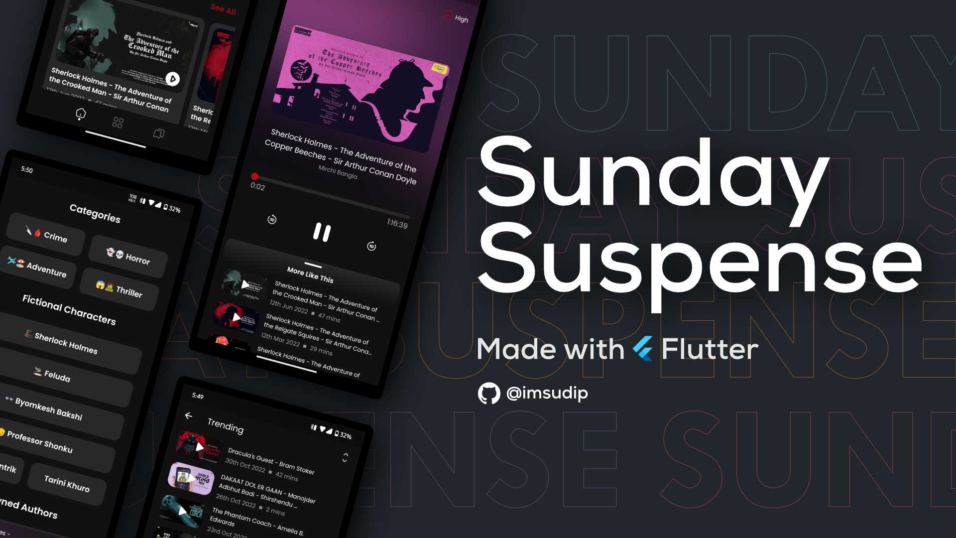 GitHub - imsudip/sunday_suspense: An open source flutter project to listen to to our favourite ...
