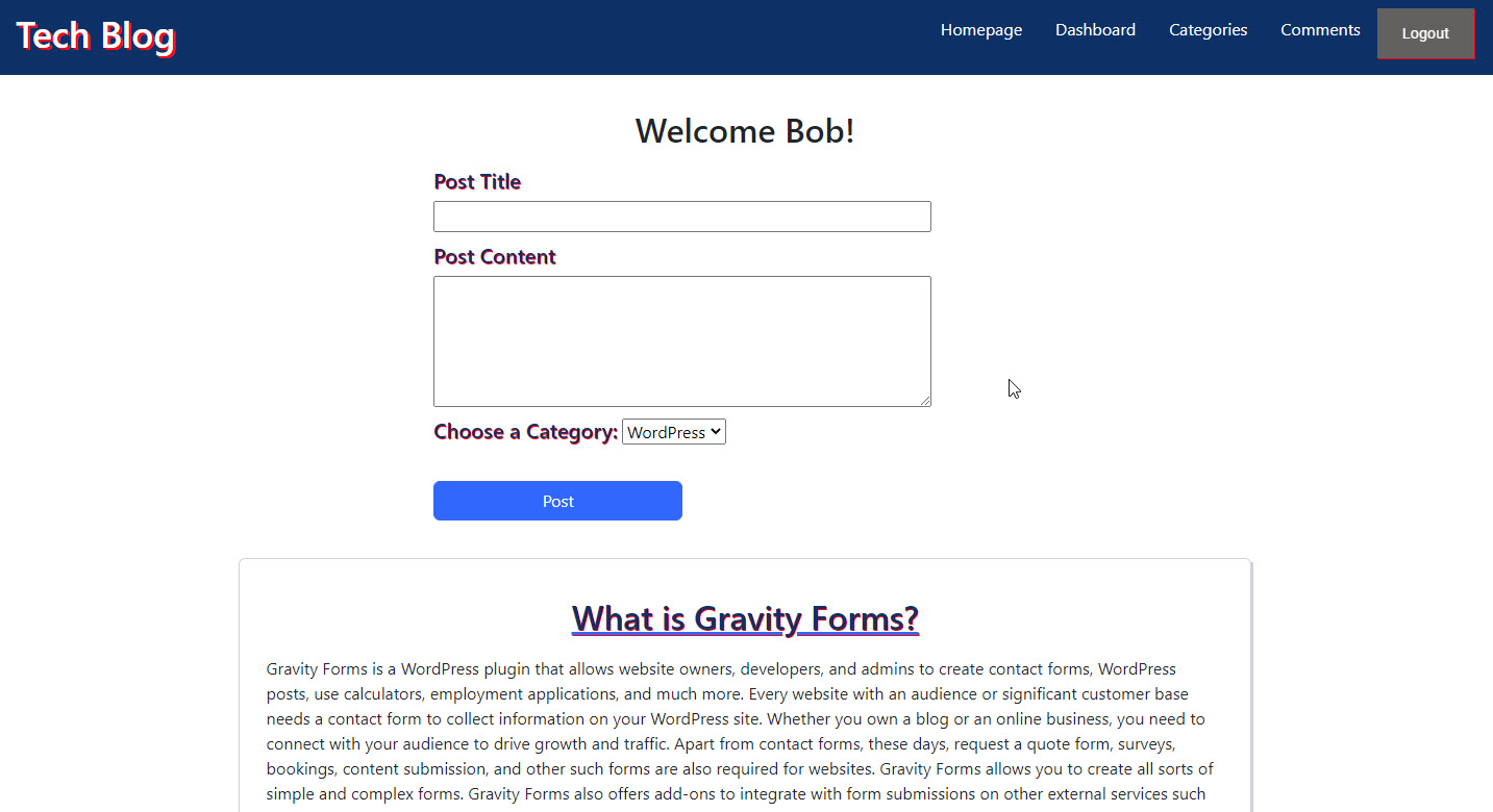 GitHub - kandekore/blogsite: A CMS-style blog site similar to a Wordpress site, where developers ...