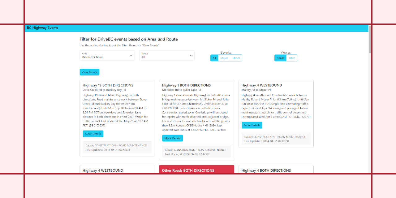 GitHub - ColtonWeatherston/BC-Highway-Events: A web-based tool that allows the filtering of ...