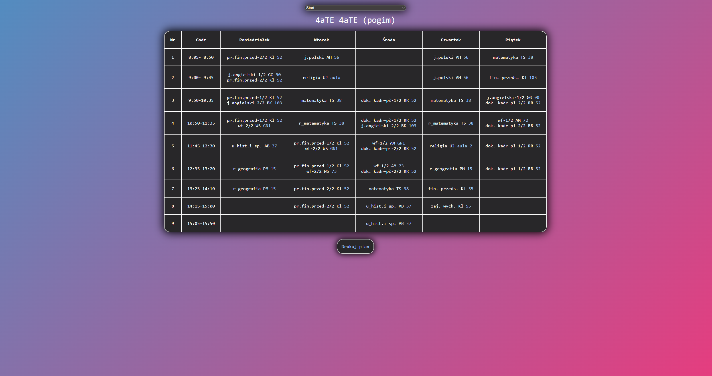 GitHub - Polikronek/Plan-Lekcji