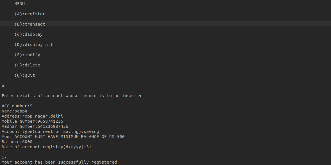 Github Ar Faisal Menu Driven Bank Management System Made This On C And Has Basic Features