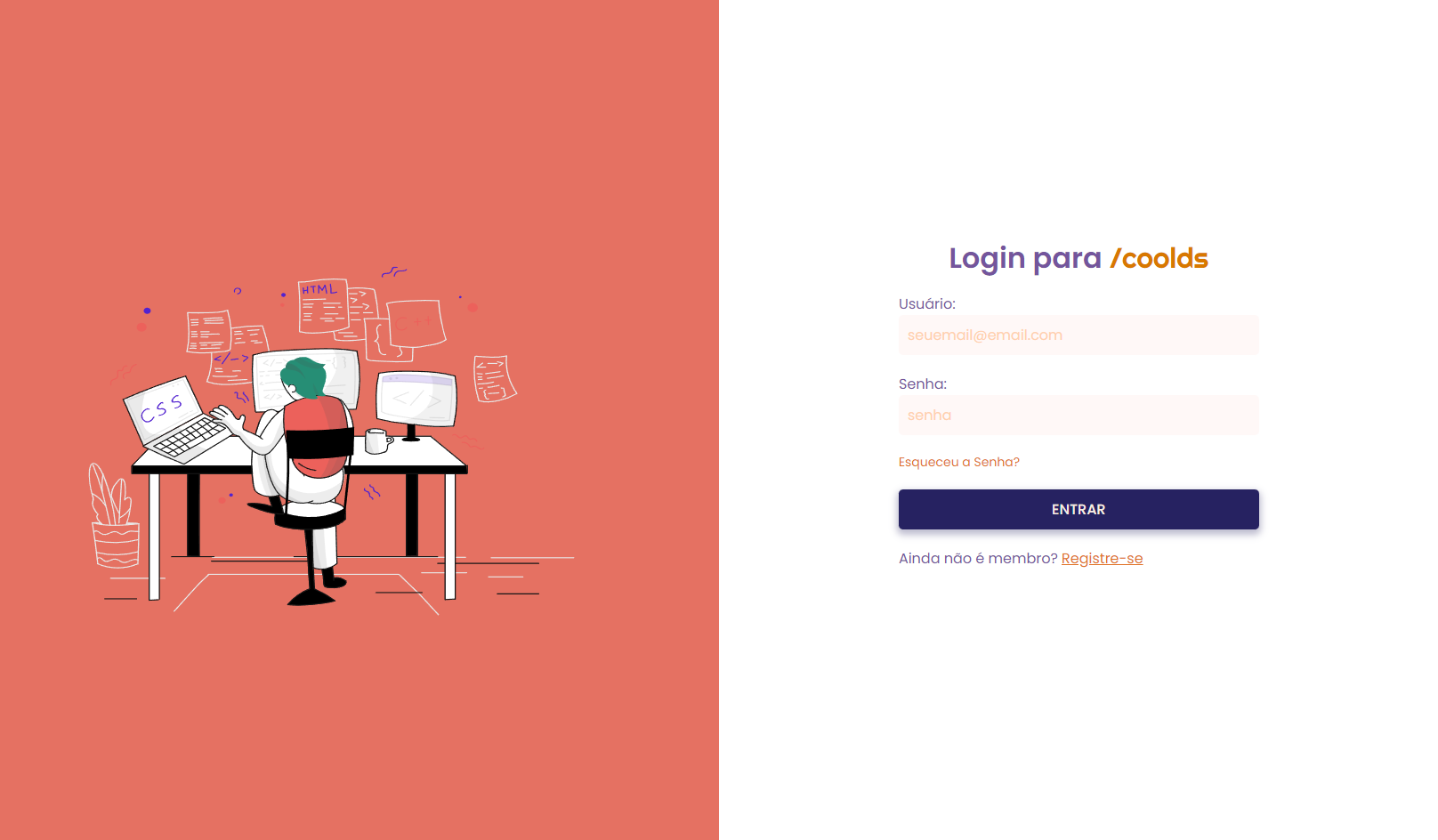 Github Angelicasalogin Coolds Tela De Login Feita Com Html E Css Para Treinamento Do
