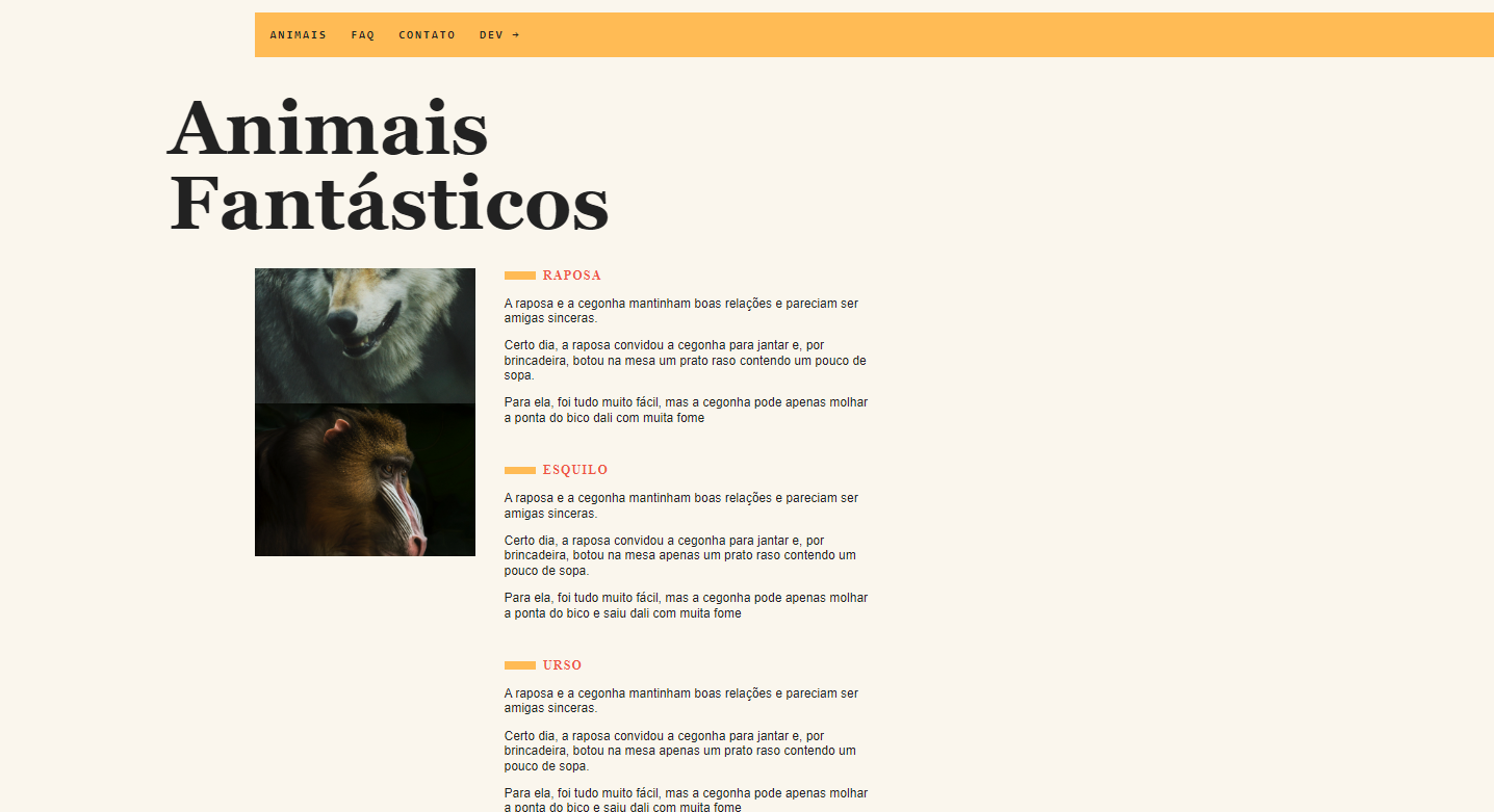GitHub - atilavieira/SITE-ANIMAIS-FANTASTICOS: Estudos feito pela Origamid