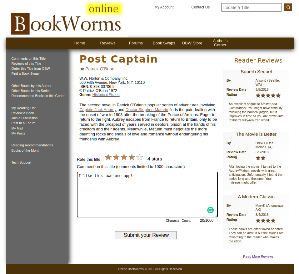 GitHub - hesbon-osoro/Online-Bookworms: T11 Case Problem 1