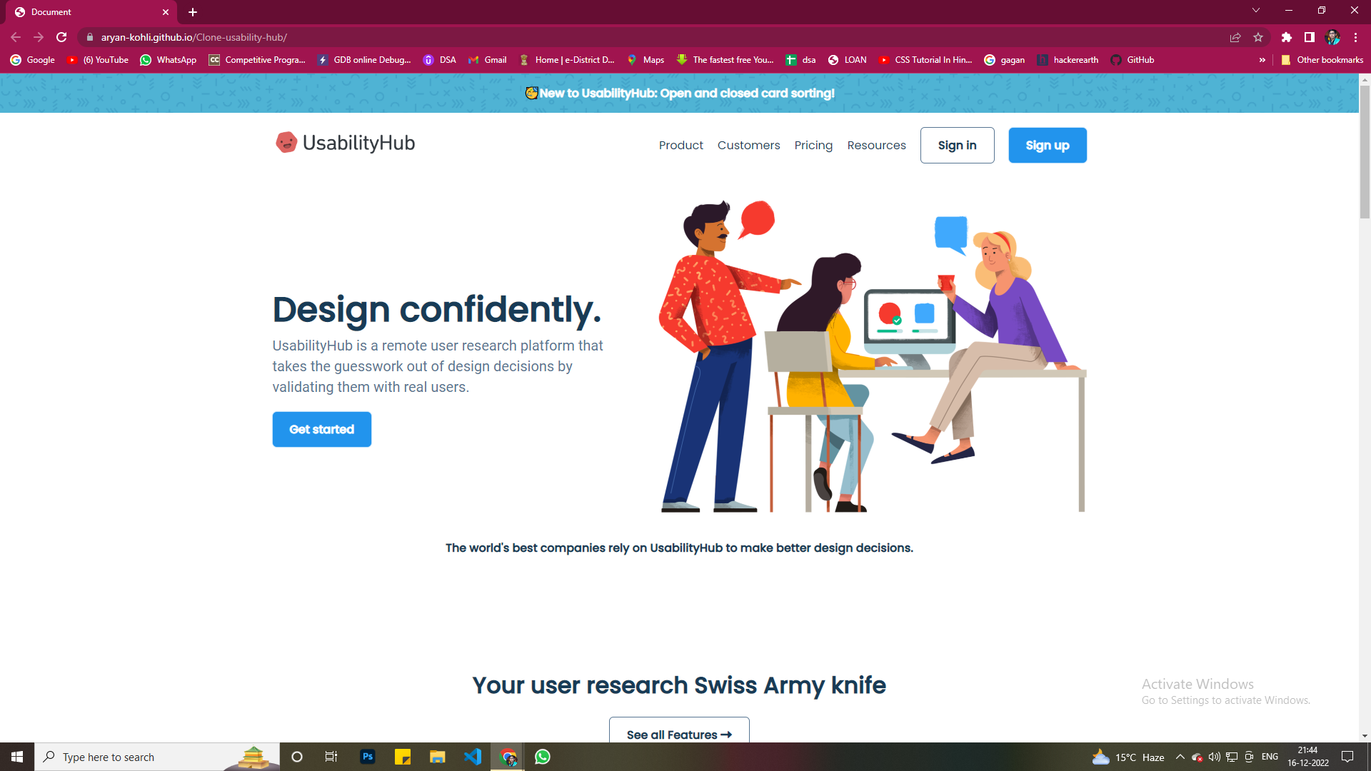 Github Aryan Kohliclone Usability Hub This Is A Clone Websit Made By Me
