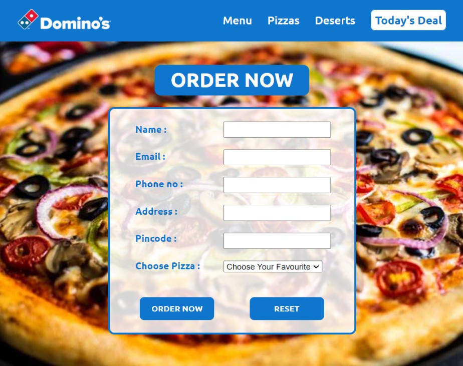 GitHub - dragodiv/Dominos-Replica: This site is tried to be make same and improved from Dominos ...