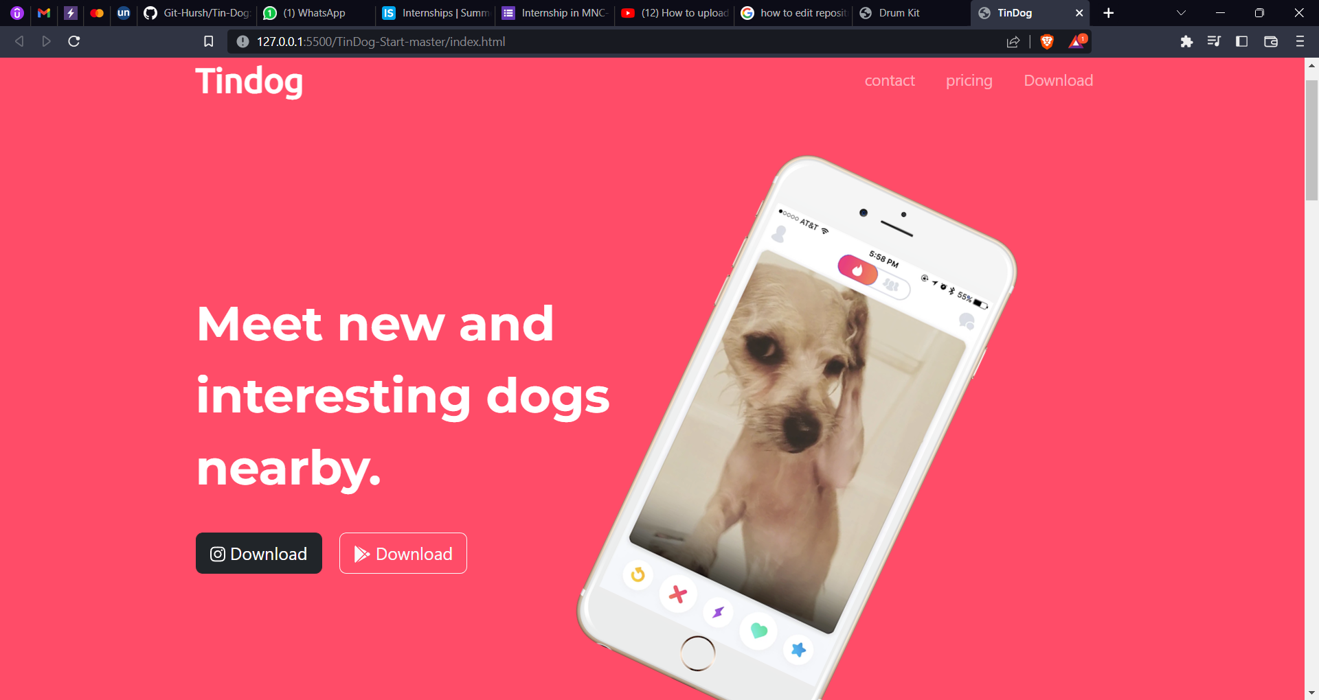 GitHub - Git-Hursh/Tin-Dog: Front-end of Tin-Dog website. Tinder for Dogs made using HTML, CSS ...