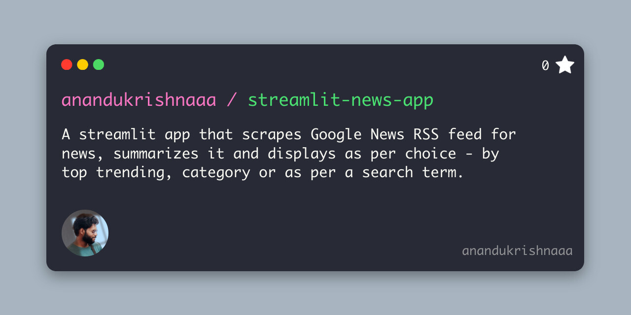 GitHub - anandukrishnaaa/streamlit-news-app: A streamlit app that ...