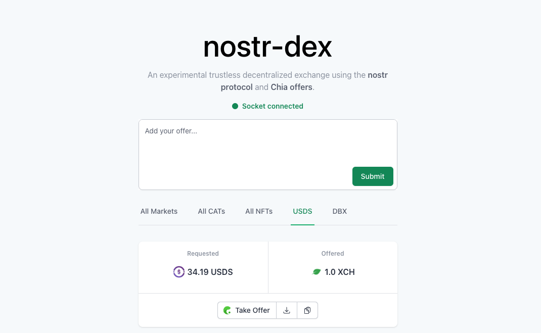GitHub - greimela/nostr-dex: A decentralized trustless exchange using nostr and Chia offers