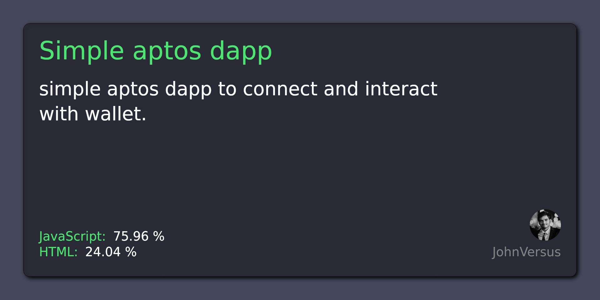 GitHub - JohnVersus/simple-aptos-dapp: simple aptos dapp to connect and ... GitHub - JohnVersus/simple-aptos-dapp: simple aptos dapp to connect and ...