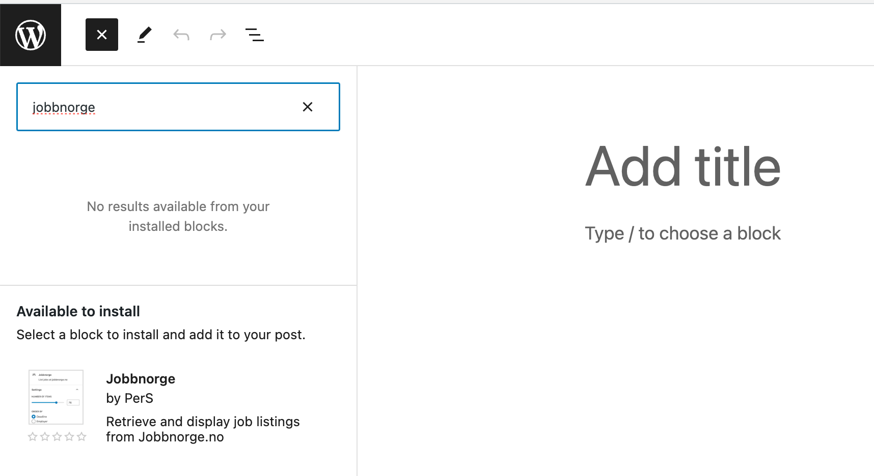 GitHub - dss-web/jobbnorge-block: Retrieve and display job listings from Jobbnorge.no